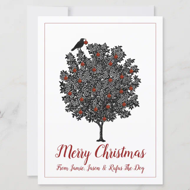 Raven Decorates Christmas Tree Holiday Card | Zazzle