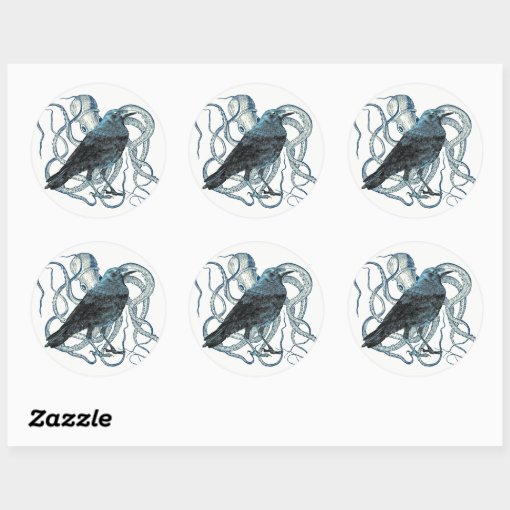 Raven Entangled By Octopus Sticker | Zazzle