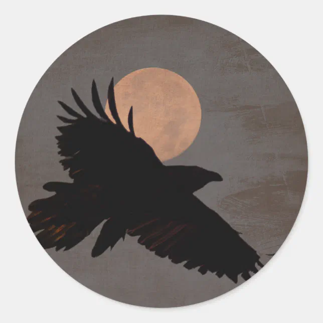 RAVEN MOON CLASSIC ROUND STICKER | Zazzle