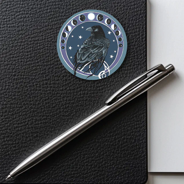 Raven Moon Classic Round Sticker | Zazzle