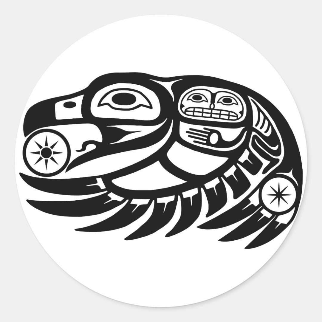 Raven Native American Design Classic Round Sticker | Zazzle
