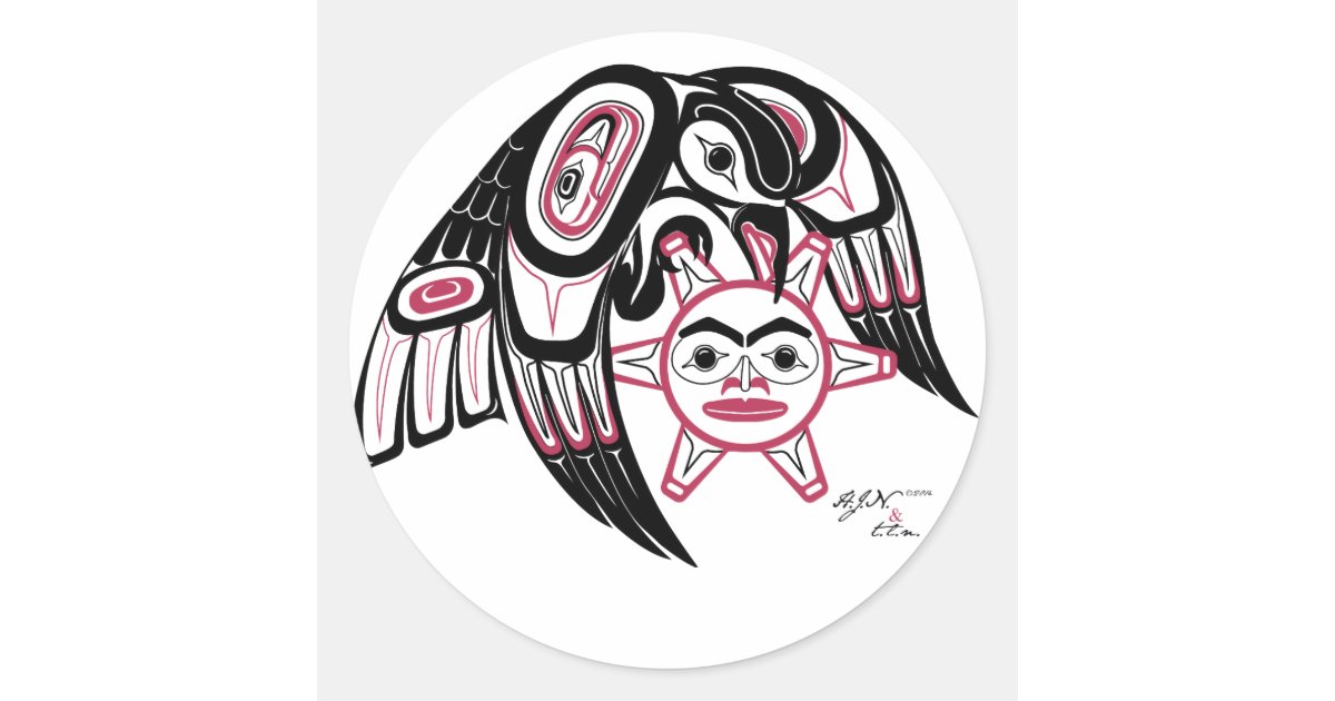 Raven Stealing the Sun Classic Round Sticker | Zazzle