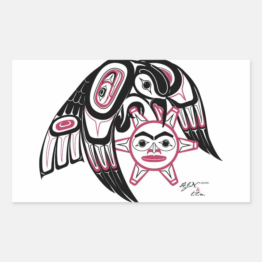 Raven Stealing the Sun Rectangular Sticker | Zazzle