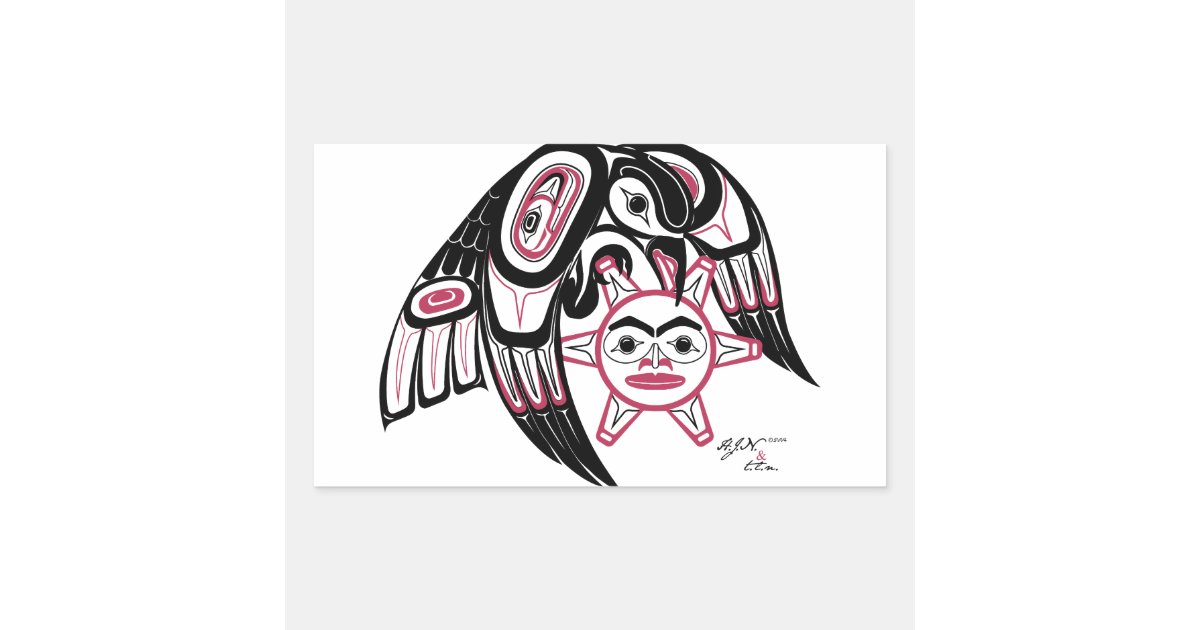 Raven Stealing the Sun Rectangular Sticker | Zazzle