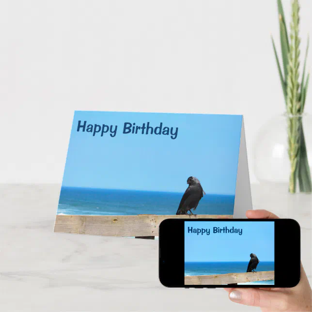 Raven Watching Happy Birthday Card | Zazzle
