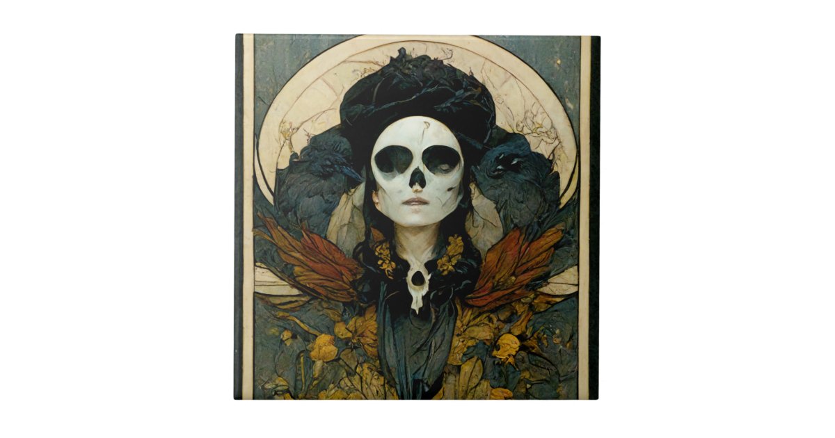 Raven Witch Fantasy Horror Goth Gothic Ceramic Tile | Zazzle