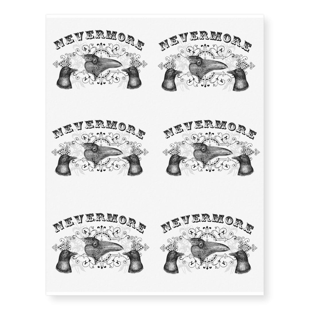 Ravens and Crows Nevermore Temporary Tattoos | Zazzle