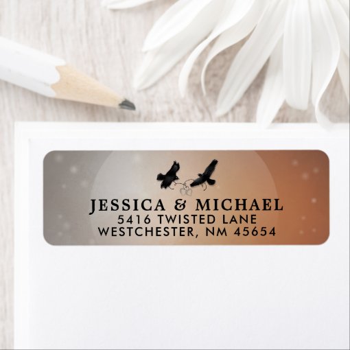 Ravens Halloween Wedding Return Address Label | Zazzle