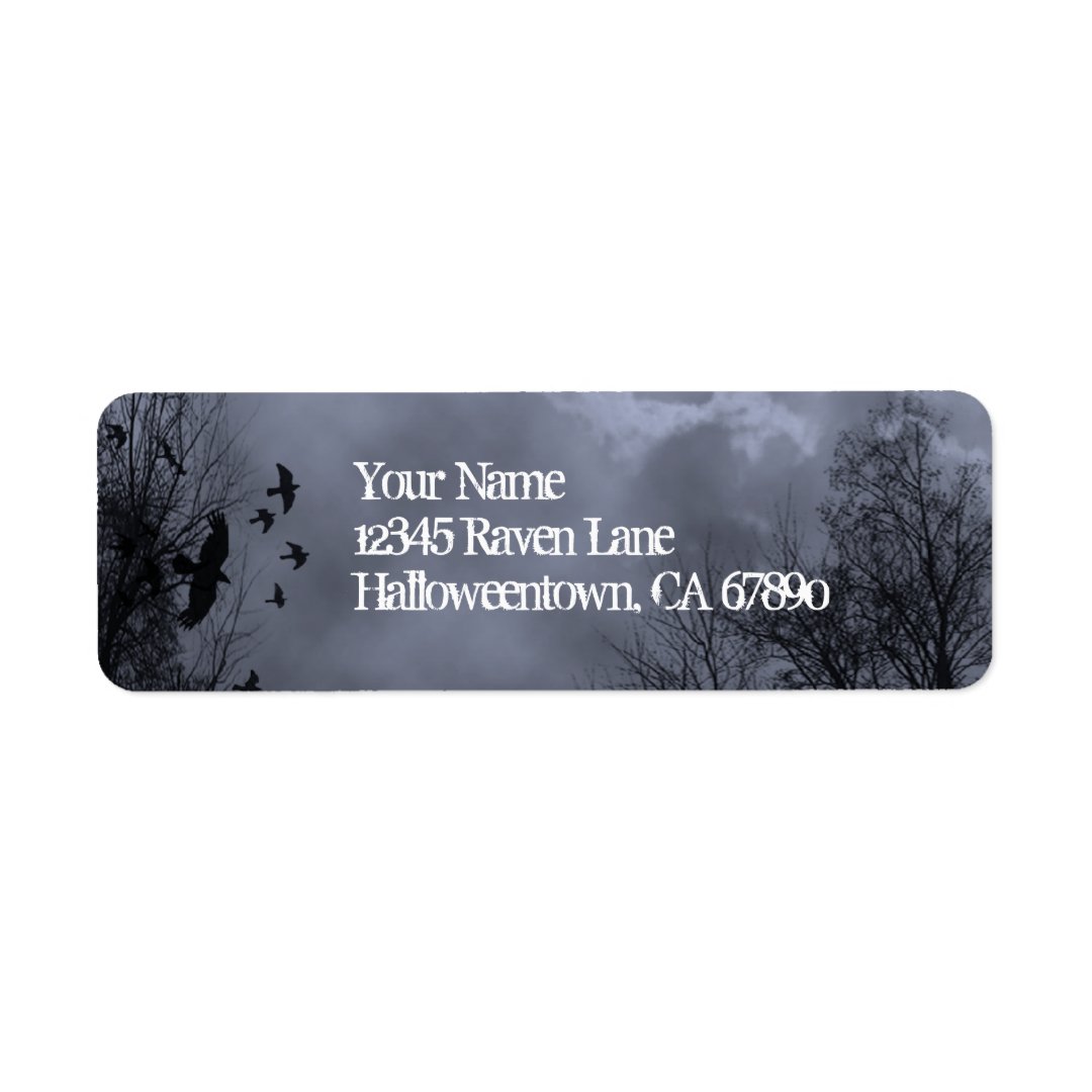 Ravens Haunted Sky Blue Mist Return Address Label | Zazzle