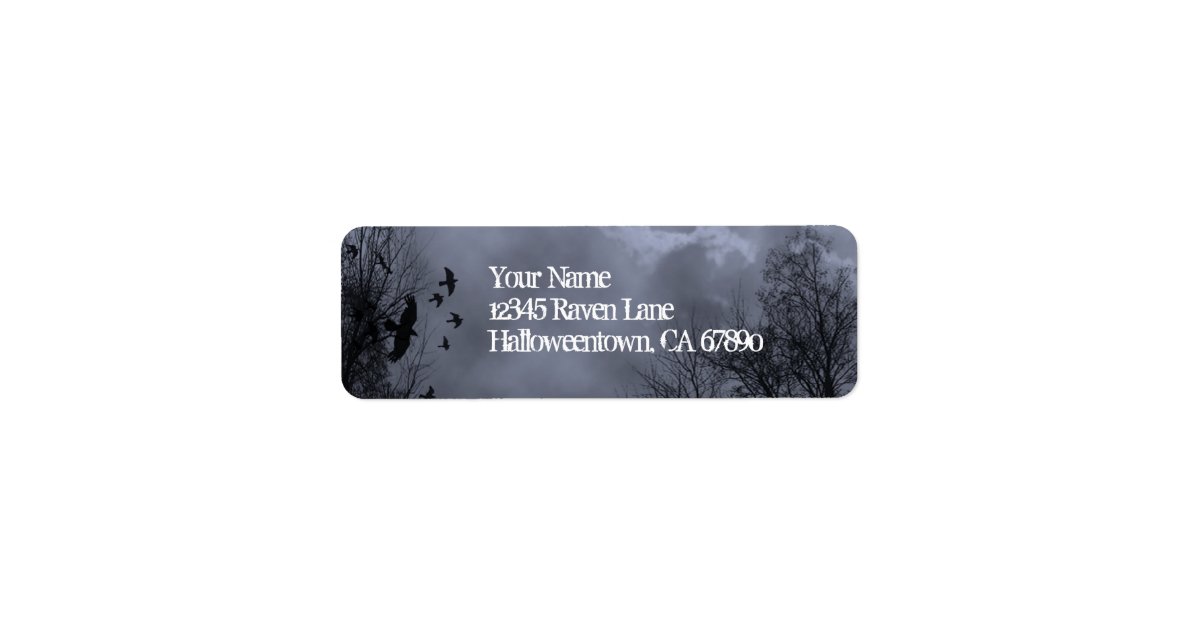 Ravens Haunted Sky Blue Mist Return Address Label | Zazzle