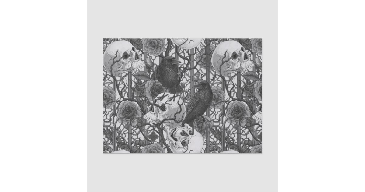 Raven's secret. Dark and moody gothic illustration Tissue Paper | Zazzle
