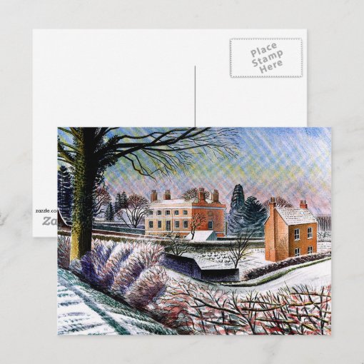 Ravilious - Vicarage in Winter Postcard | Zazzle