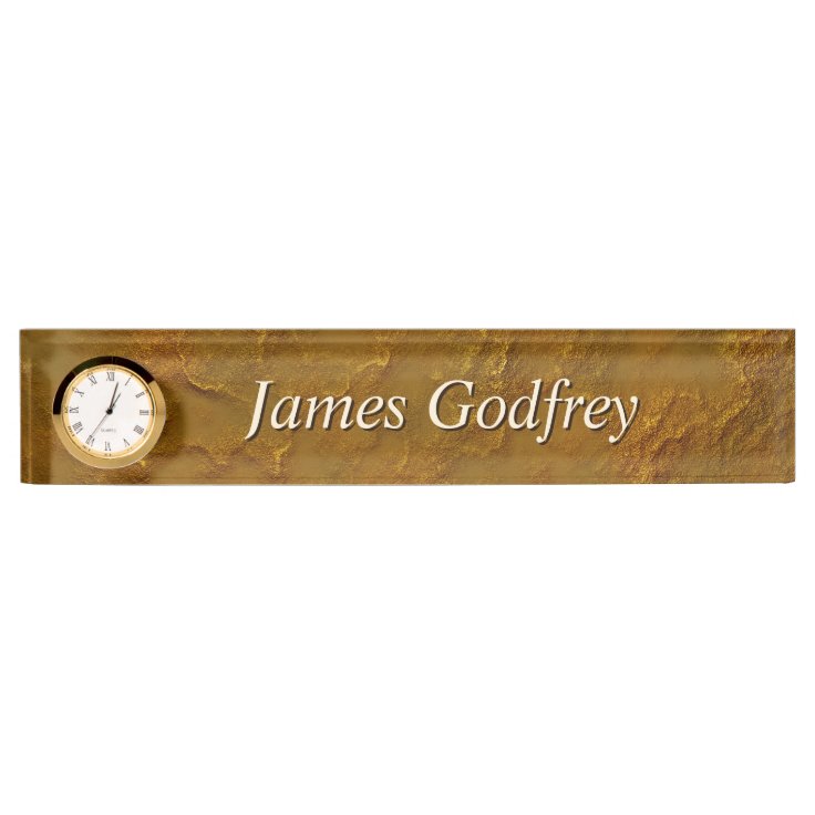 Raw Bronze Gold Distressed Rock Surface Texture Desk Name Plate | Zazzle