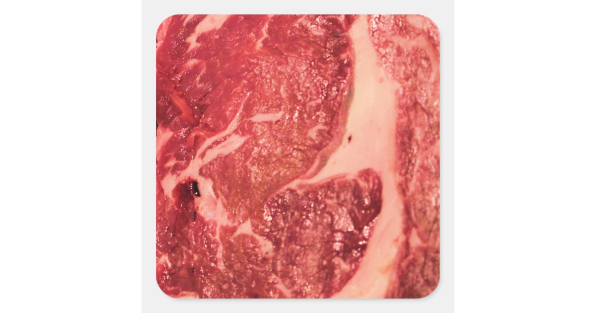 Raw Meat Ribeye Steak Square Sticker | Zazzle