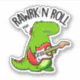 Rawrk And Roll Funny Rocker Dinosaur Pun Sticker | Zazzle