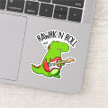 Rawrk And Roll Funny Rocker Dinosaur Pun Sticker | Zazzle