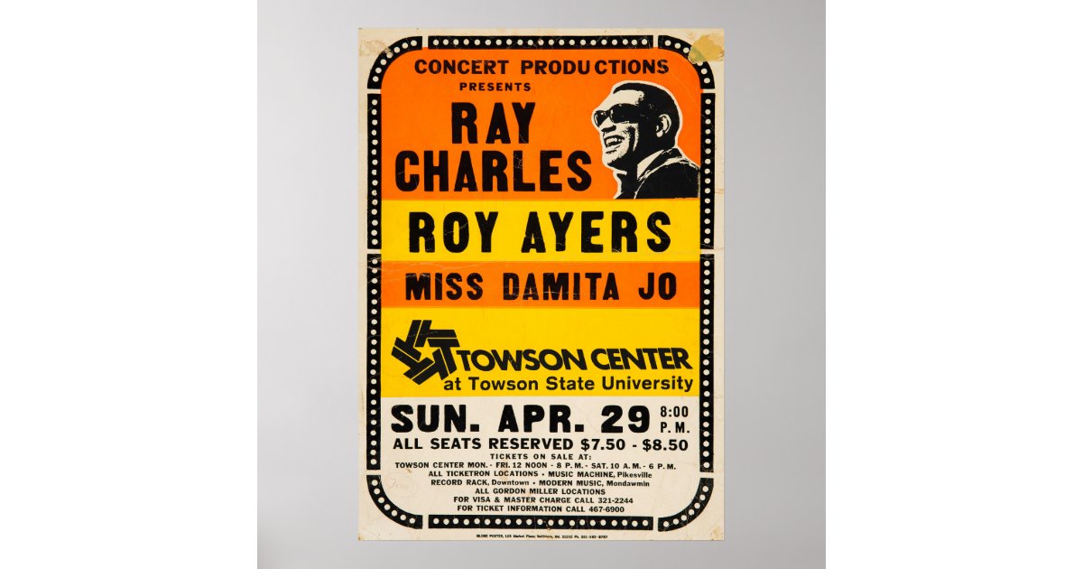 Ray Charles / Roy Ayers Vintage Concert Poster | Zazzle