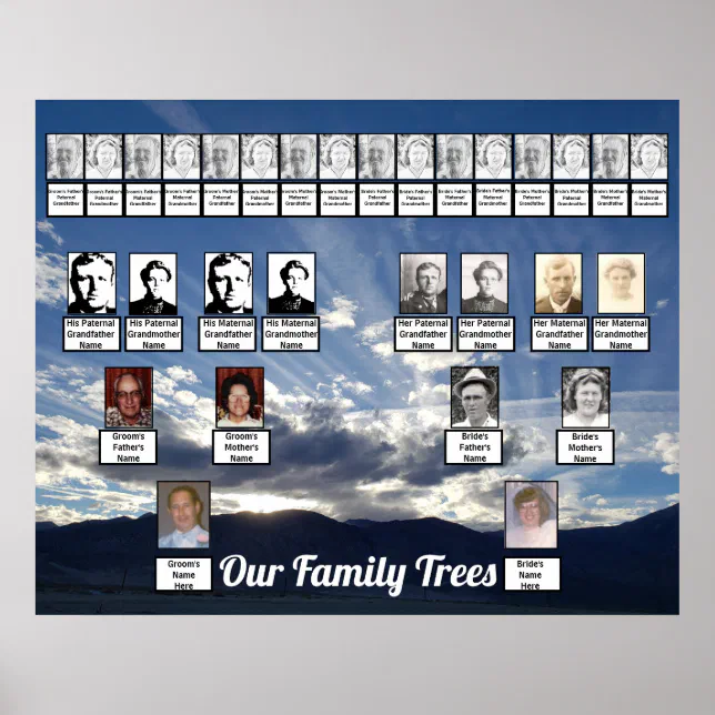 Ray-Like Clouds Photo Two Family Trees Poster | Zazzle
