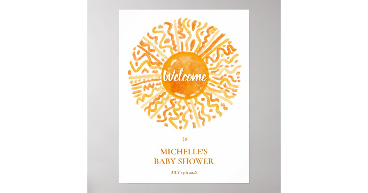 Ray of Sunshine Boho Baby Shower Welcome Sign | Zazzle