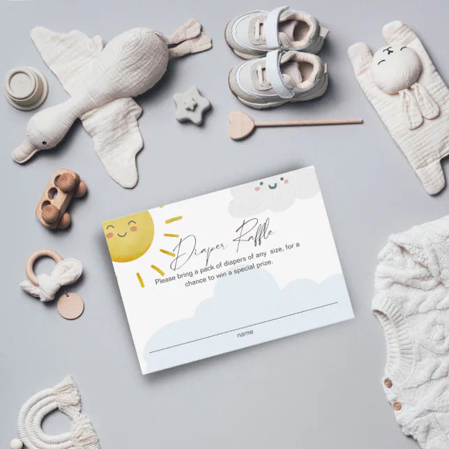 Ray of Sunshine Clouds Boy Diaper Raffle Small Enclosure Card | Zazzle