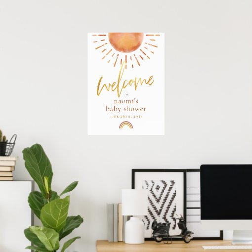 Ray of Sunshine Rainbow Baby Shower Welcome Sign | Zazzle