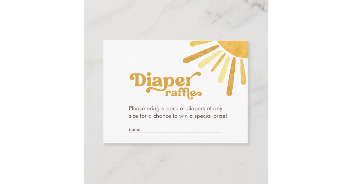 Ray of Sunshine Retro Baby Shower Diaper Raffle Enclosure Card | Zazzle