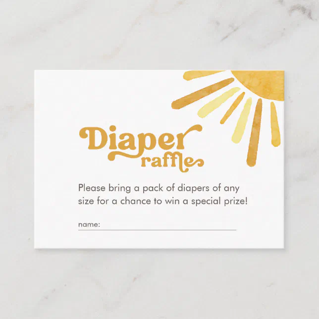 Ray of Sunshine Retro Baby Shower Diaper Raffle Enclosure Card | Zazzle