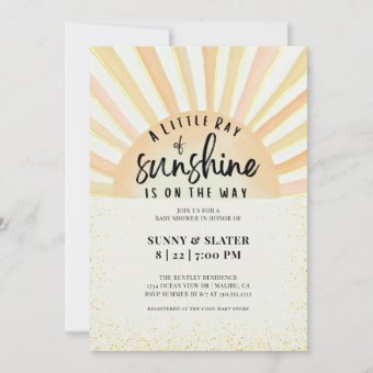 Ray Of Sunshine Retro Summer Beach Baby Shower Invitation | Zazzle