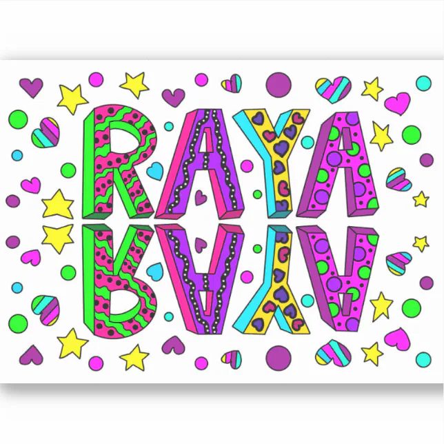 Raya, The name Raya Hand drawn Whimsical Style Sticker | Zazzle