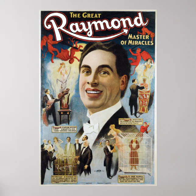 Raymond The Great ~ Miracles Vintage Magic Act Poster | Zazzle