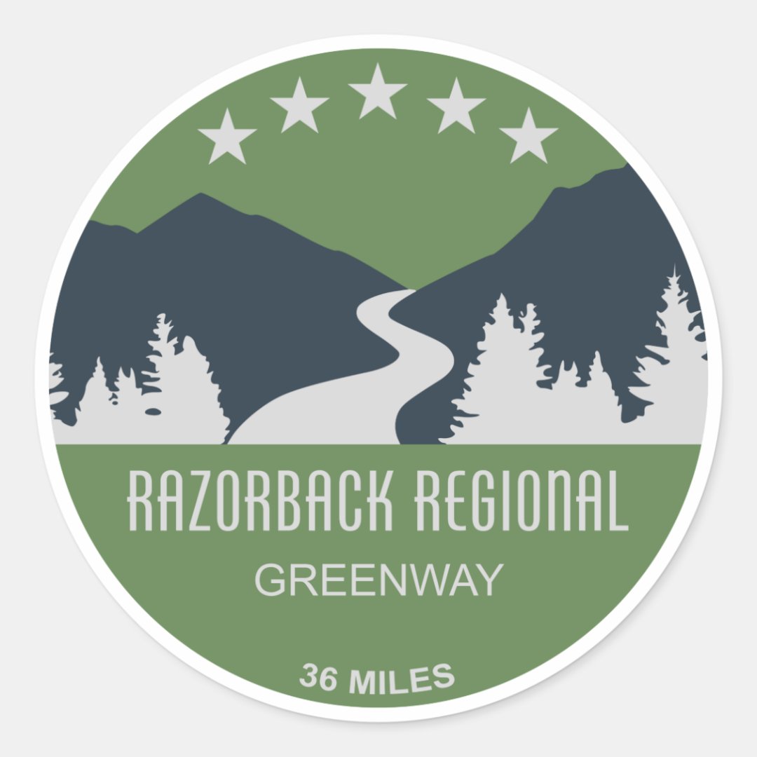 Razorback Regional Greenway Classic Round Sticker | Zazzle