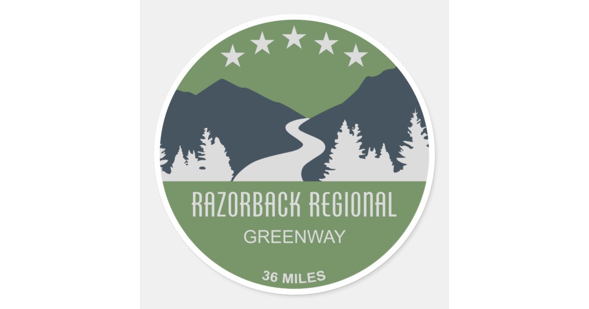 Razorback Regional Greenway Classic Round Sticker | Zazzle
