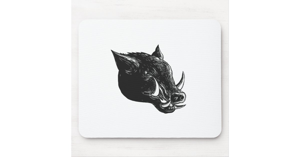 Razorback Wild Boar Scratchboard Mouse Pad | Zazzle