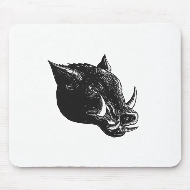 Razorback Wild Boar Scratchboard Mouse Pad | Zazzle