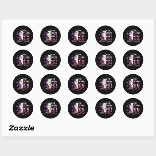 RBG Never Underestimate Girl With a Book Classic Round Sticker | Zazzle