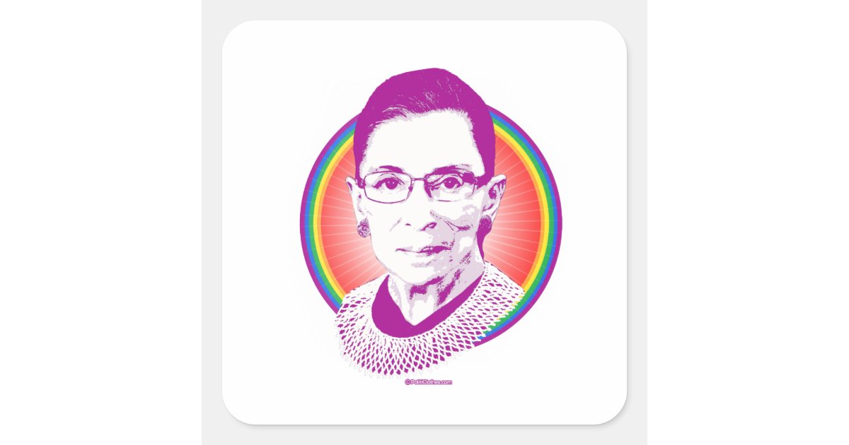 RBG Rainbow Justice Purple Square Sticker | Zazzle
