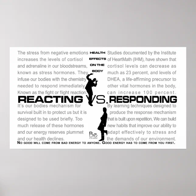 Reacting VS Responding Poster | Zazzle