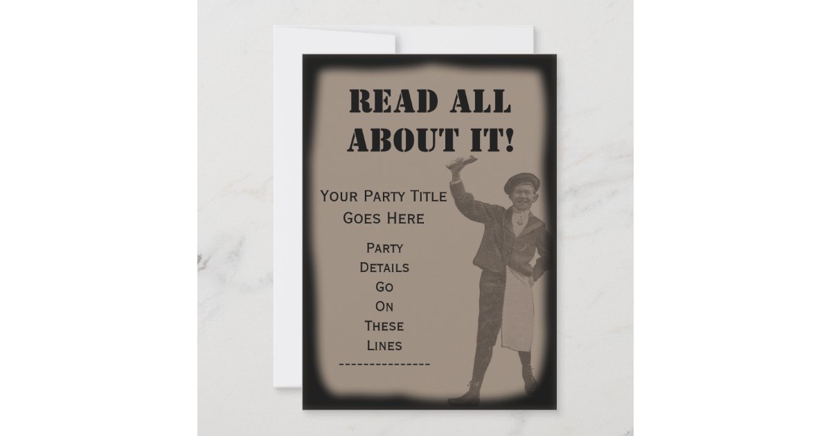 READ ALL ABOUT IT! Newspaper Headline Party Invite | Zazzle