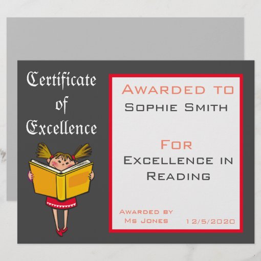 Reading Award certificate Teacher supplies | Zazzle