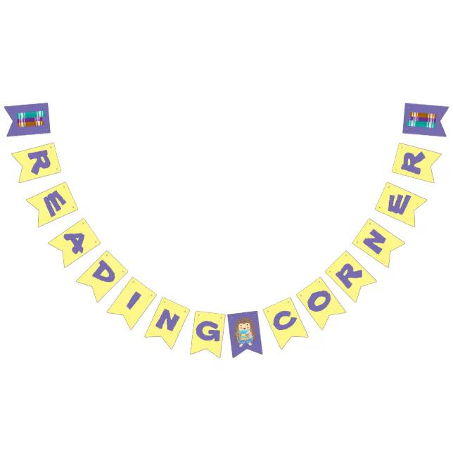 Reading Corner Bunting Flag Banner with hedgehog | Zazzle