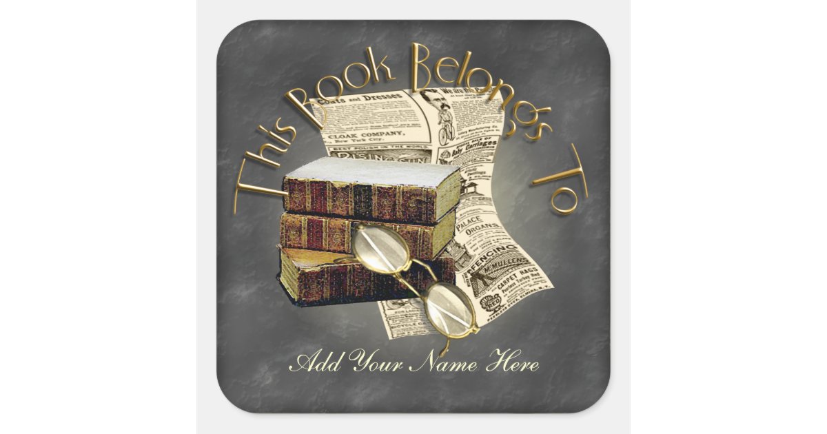 Reading Design Bookplate Square Stickers | Zazzle