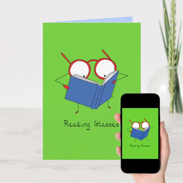 Reading Glasses - Eyeglasses & Book Greeting Card | Zazzle