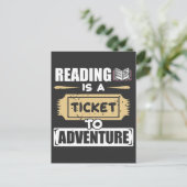 Reading is a Ticket to Adventure Library Reader Postcard | Zazzle