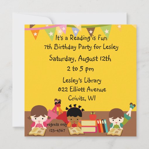Reading is Fun Birthday Invitation | Zazzle
