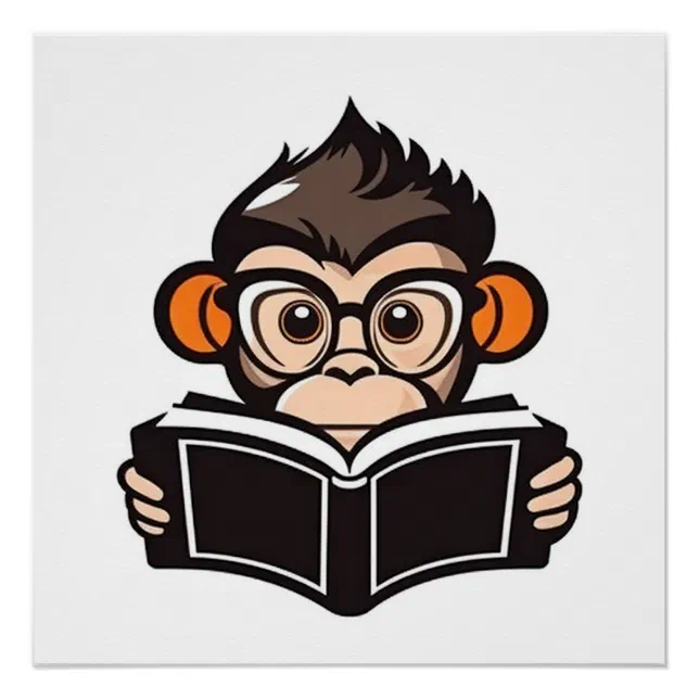 Reading Monkey Poster | Zazzle
