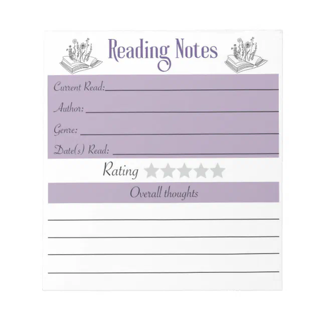 Reading Notes Notepad | Zazzle