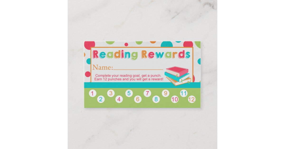 Reading Rewards Punch Card for Kids | Zazzle