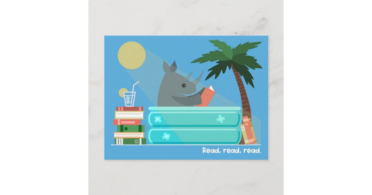 Reading Rhino in the Pool Postcards | Zazzle