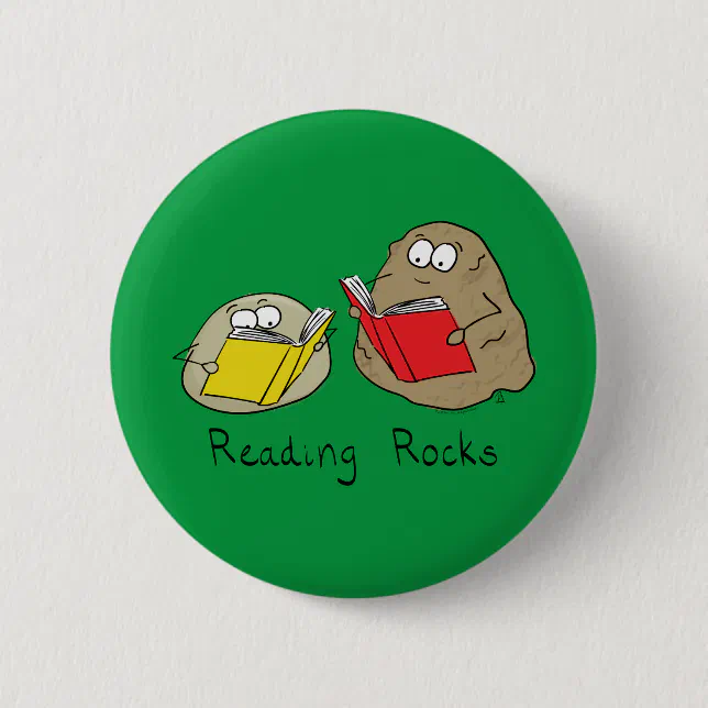 Reading Rocks Funny Book Button Pin | Zazzle