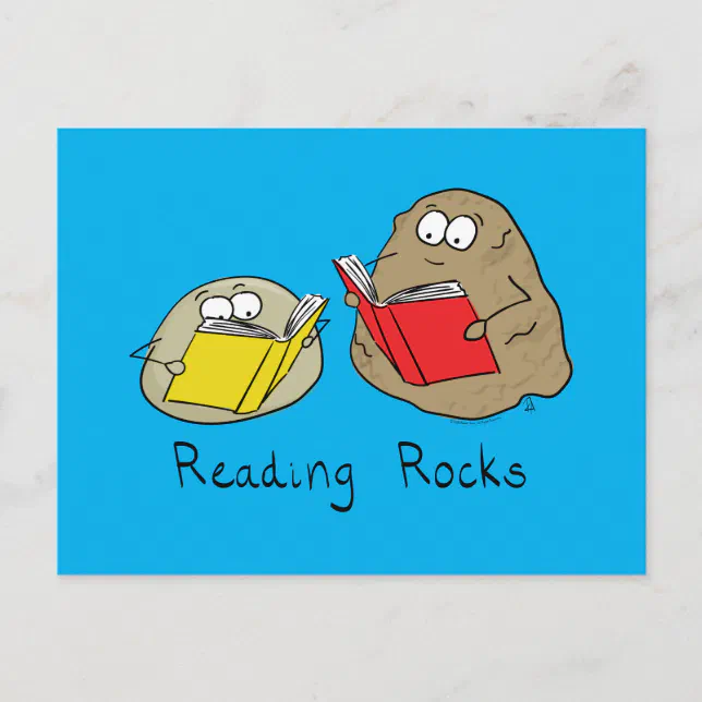 Reading Rocks Funny Book Postcard | Zazzle